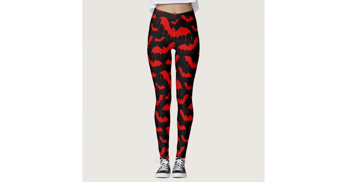 Red Bats Moth Nu Goth Gothic Alternative Leggings | Zazzle