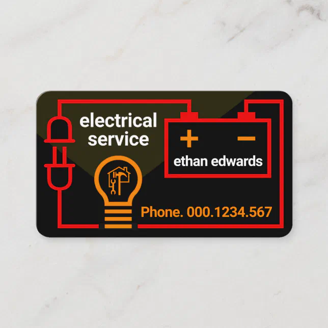 Red Battery Electrical Circuit Business Card | Zazzle