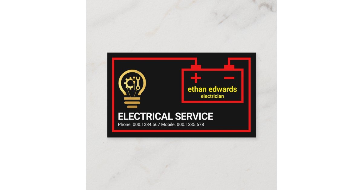 Red Battery Electrical Circuit Frame Business Card | Zazzle
