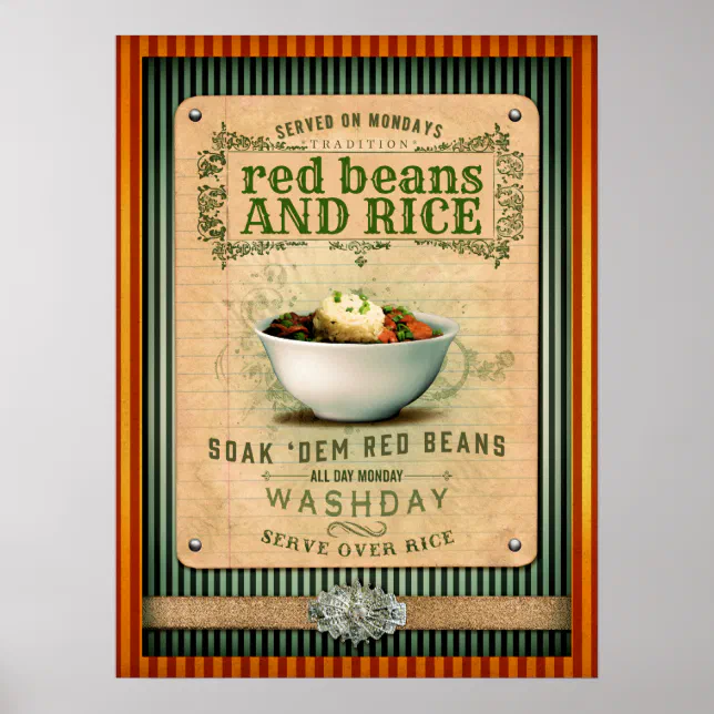 Red Beans and Rice New Orleans Cajun Poster | Zazzle