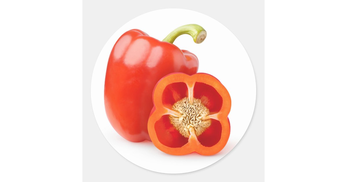 Red bell peppers classic round sticker | Zazzle