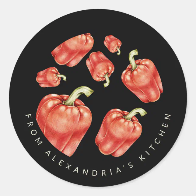 Red Bell Peppers | Custom From the Kitchen Of Classic Round Sticker ...