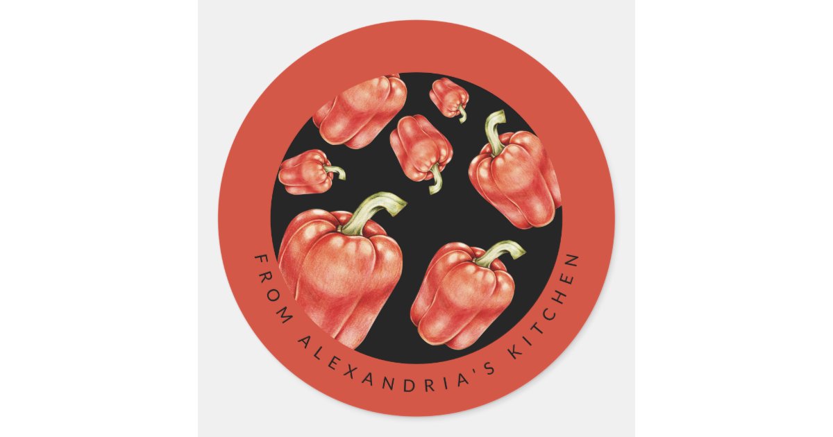 Red Bell Peppers | From the Kitchen Of Classic Round Sticker | Zazzle