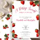 Red Berry Sweet Strawberry Girl Baby Shower Invitation | Zazzle