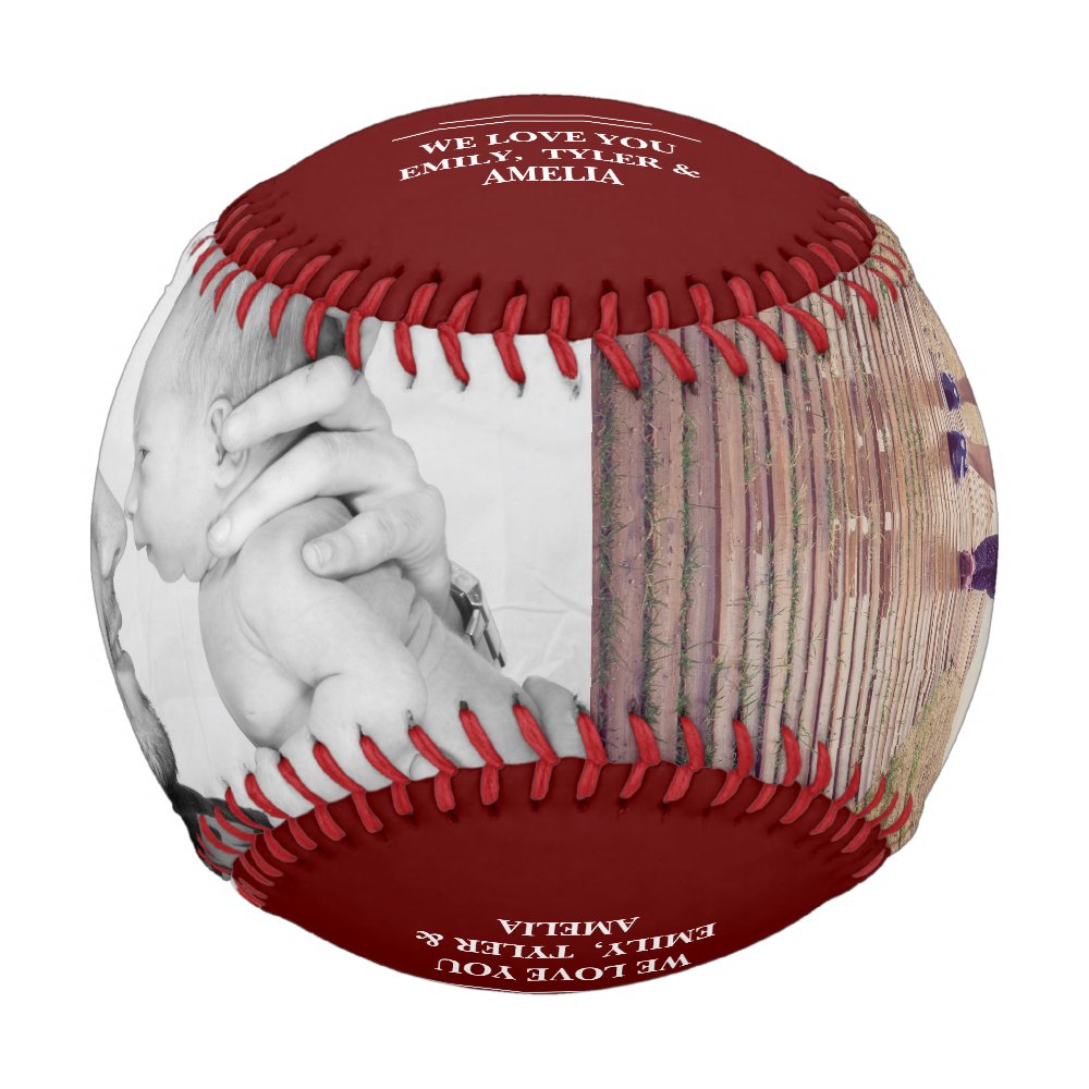 Red Dad Ever Father`s Day 2 Photo Collage Baseball