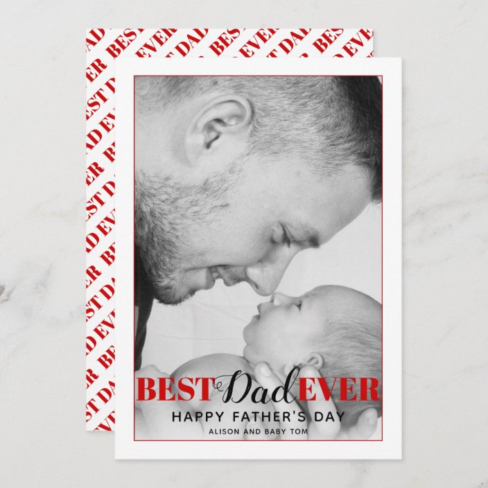 Red Best Dad Ever typography Father's Day card | Zazzle.com