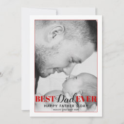 Red Best Dad Ever typography Father's Day card | Zazzle