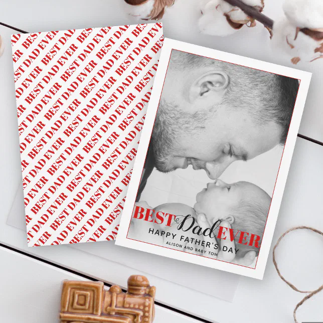 Red Best Dad Ever typography Father's Day card | Zazzle