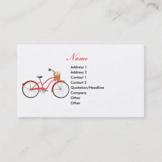 Red Bicycle Business Card | Zazzle