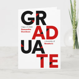 Red Big Bold Angle-Cut Letters Graduation Invitation | Zazzle