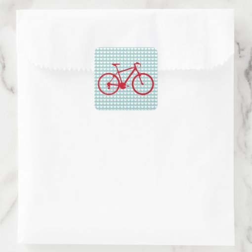 red bike, cycling square sticker | Zazzle