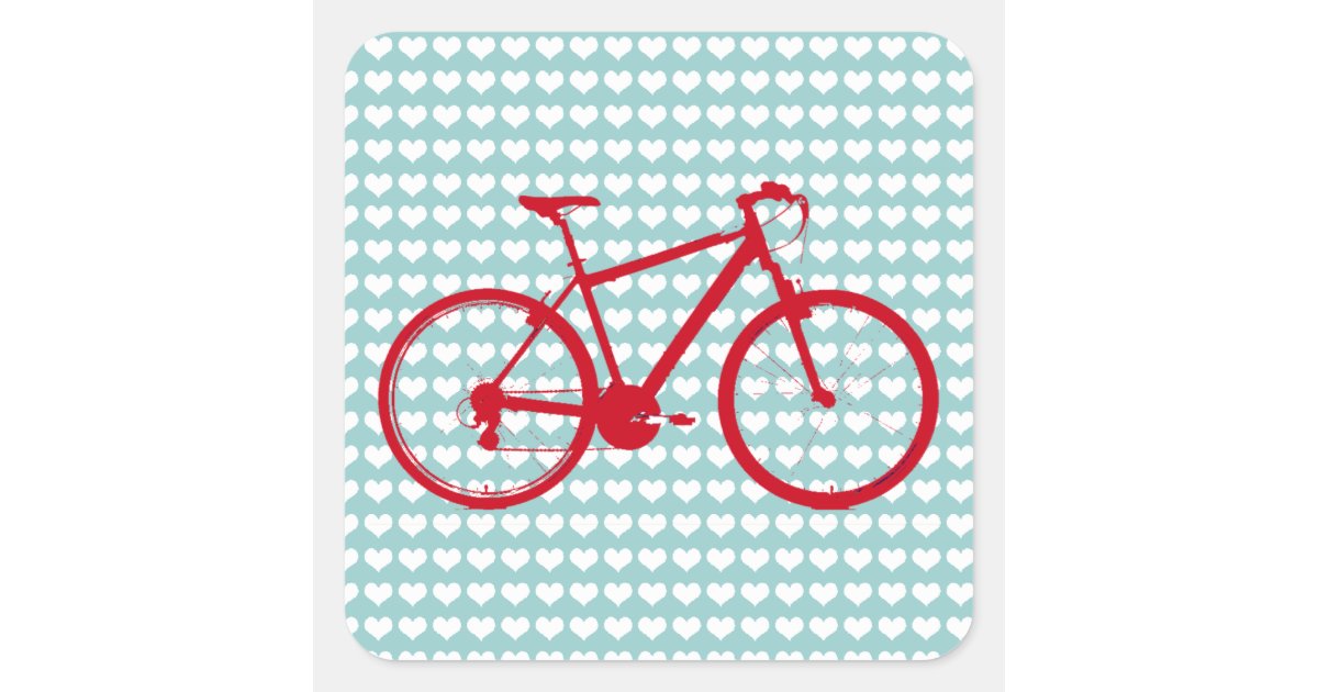 red bike, cycling square sticker | Zazzle