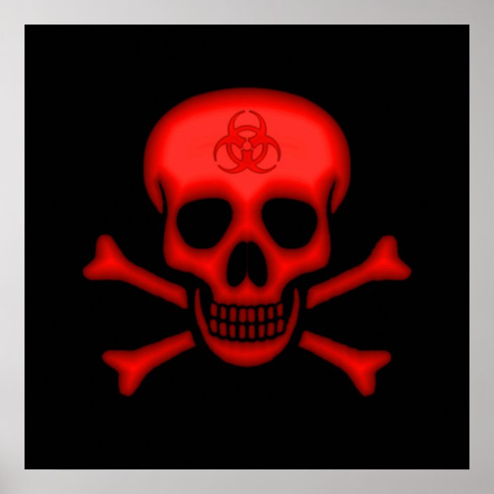 Red Biohazard Skull Poster | Zazzle.com
