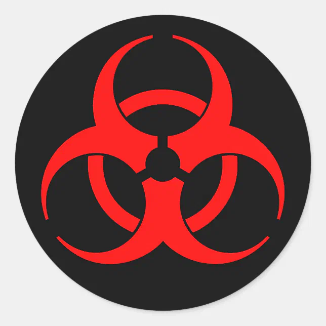 Red Biohazard Symbol Classic Round Sticker | Zazzle