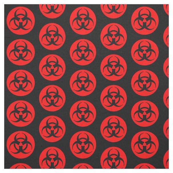 Red Biohazard Symbol Fabric | Zazzle