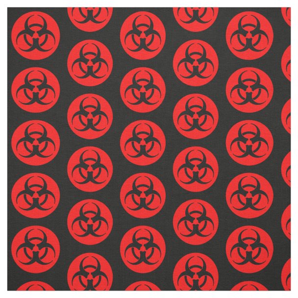 Red Biohazard Symbol Fabric | Zazzle