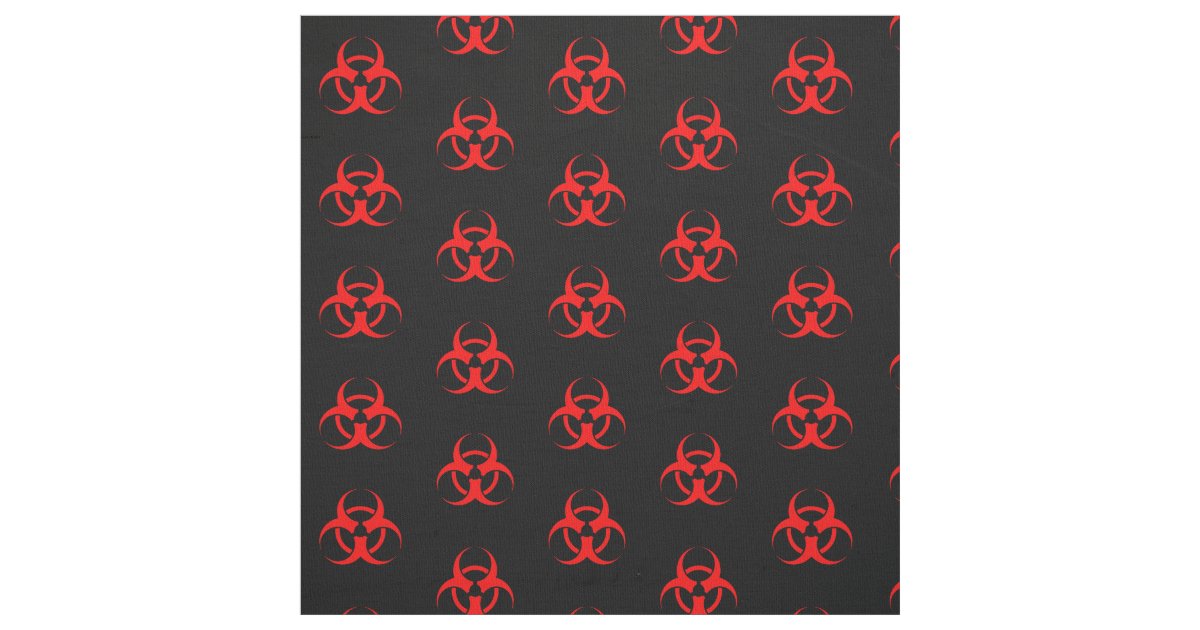 Red Biohazard Symbol Fabric | Zazzle