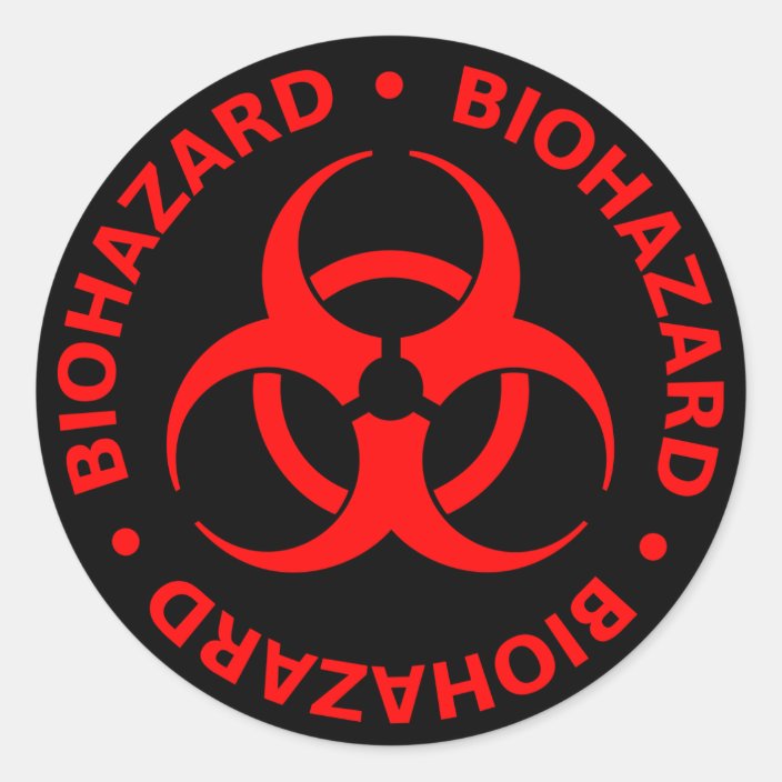Red Biohazard Warning Sticker | Zazzle.com