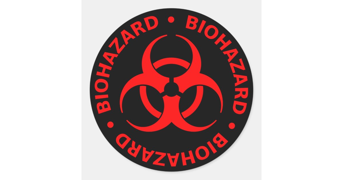 Red Biohazard Warning Sticker | Zazzle