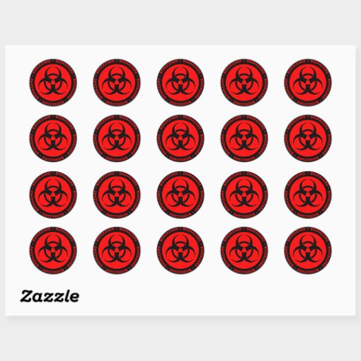 Red Biohazard Warning Sticker | Zazzle