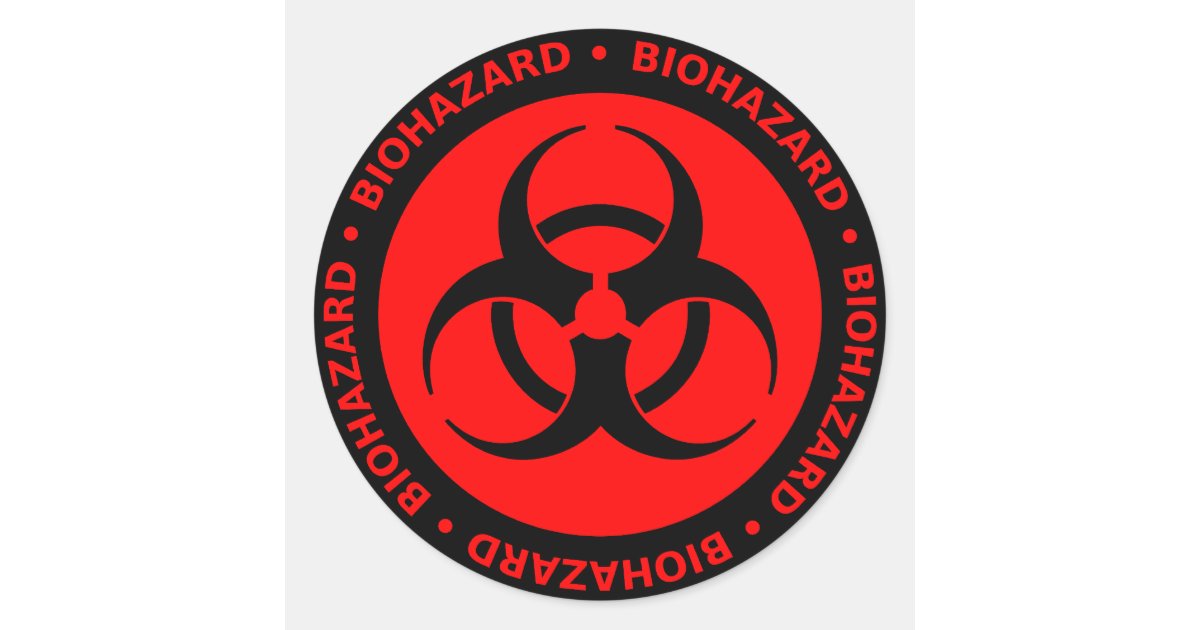 Red Biohazard Warning Sticker | Zazzle
