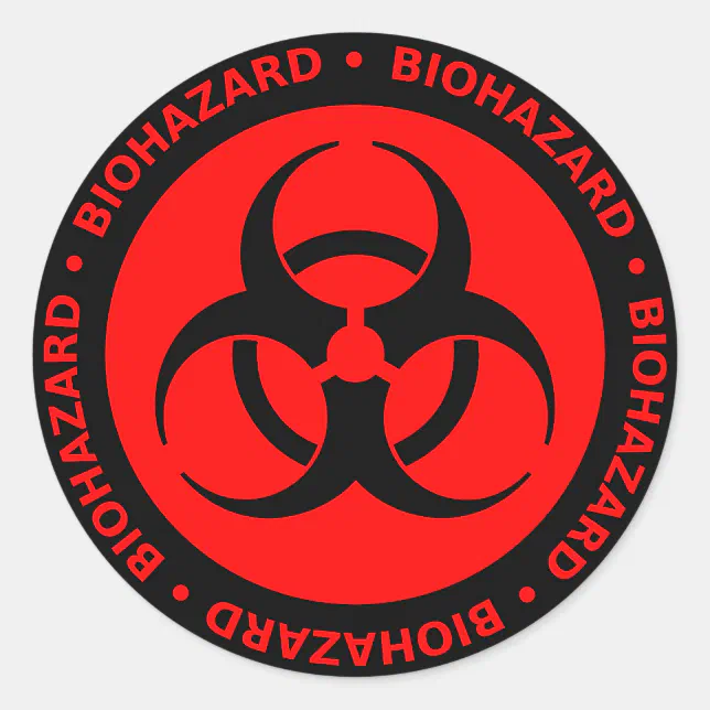 Red Biohazard Warning Sticker | Zazzle