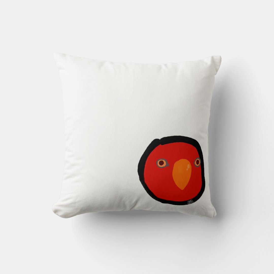 Red birb "GUMI" wuewuewuewuewue.....staring . Throw Pillow | Zazzle