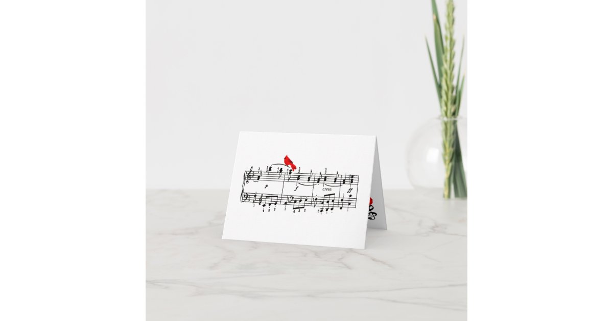 Red Bird and Music Note Card | Zazzle