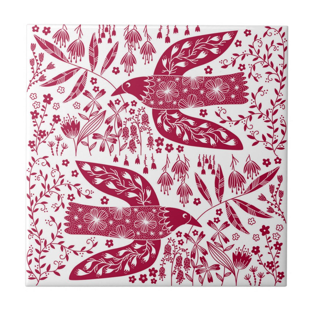 Red Bird Art Ceramic Tile | Zazzle
