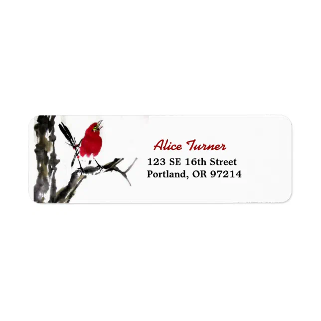 Red Bird Return Address Label | Zazzle