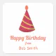 Red Birthday Party Hat Square Sticker | Zazzle