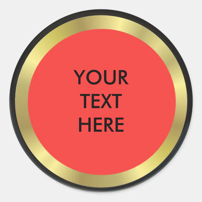 Red, Black and Gold Elegance Classic Round Sticker | Zazzle