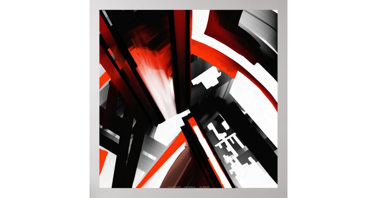 Red Black and White Abstract Poster | Zazzle