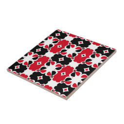 Red Black and White Modern Geometric Pattern Ceramic Tile | Zazzle