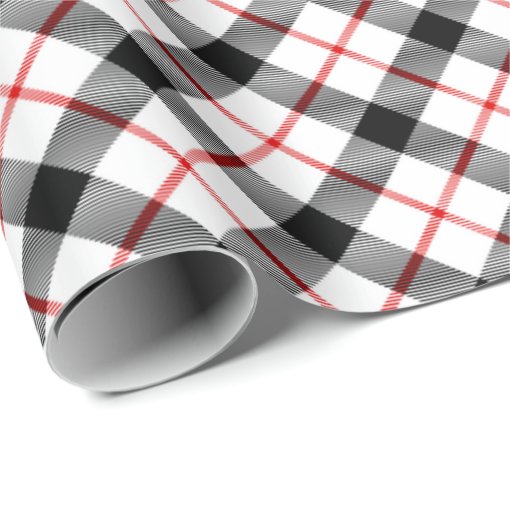 Red Black and White Plaid Holiday Wrapping Paper | Zazzle