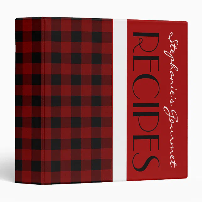 Red Black and White Plaid Recipe Binder | Zazzle