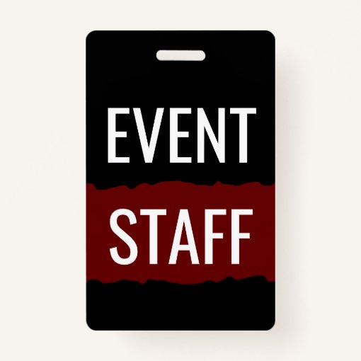 Red Black And White Simple Event Staff Badges | Zazzle