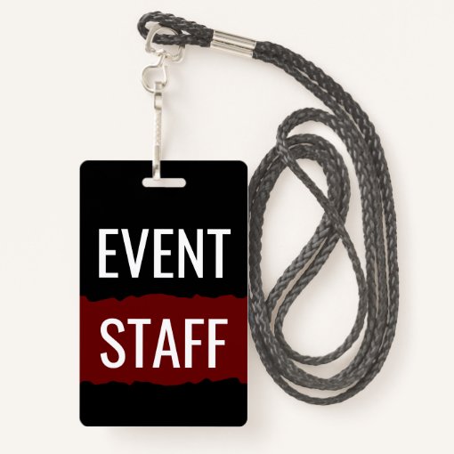 Red Black And White Simple Event Staff Badges | Zazzle