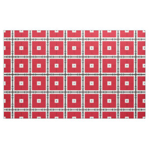 Red and black checkerboard pattern fabric | Zazzle