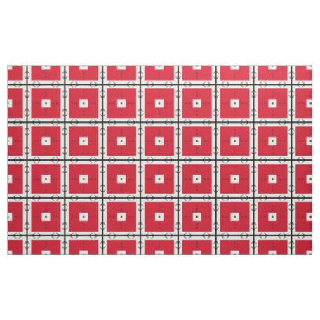 Red White Croatian Checkerboard Pattern Fabric | Zazzle