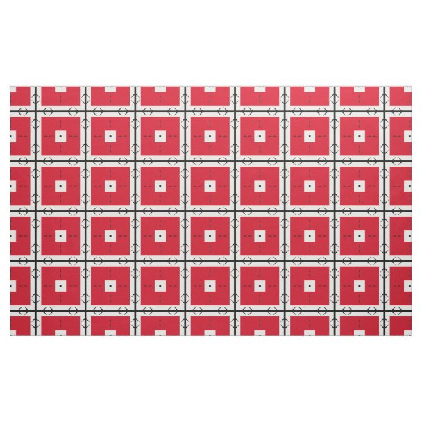 Red White Croatian Checkerboard Pattern Fabric | Zazzle