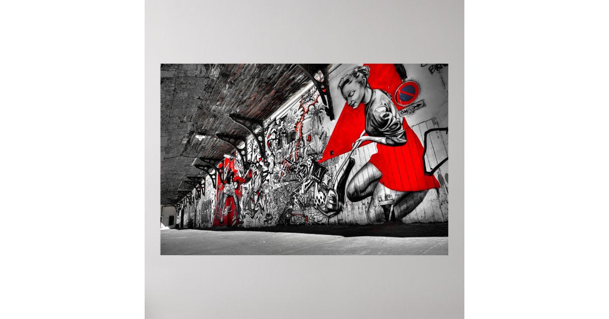Red, Black and White Street Art Graffiti Poster | Zazzle