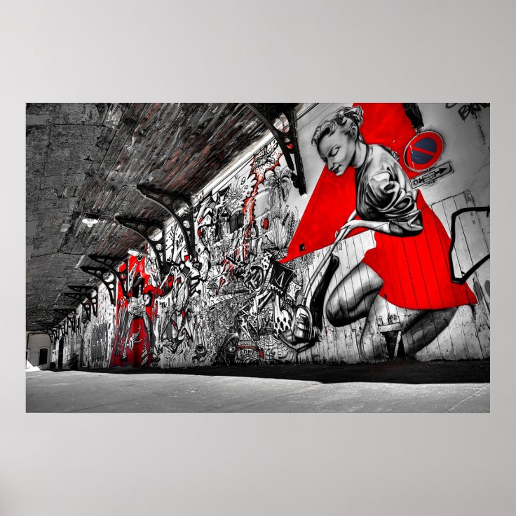 Red, Black and White Street Art Graffiti Poster | Zazzle