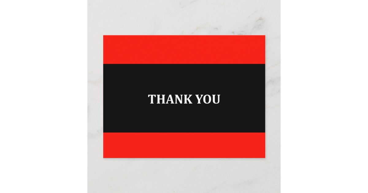 Red, black and white Thank you Postcard | Zazzle
