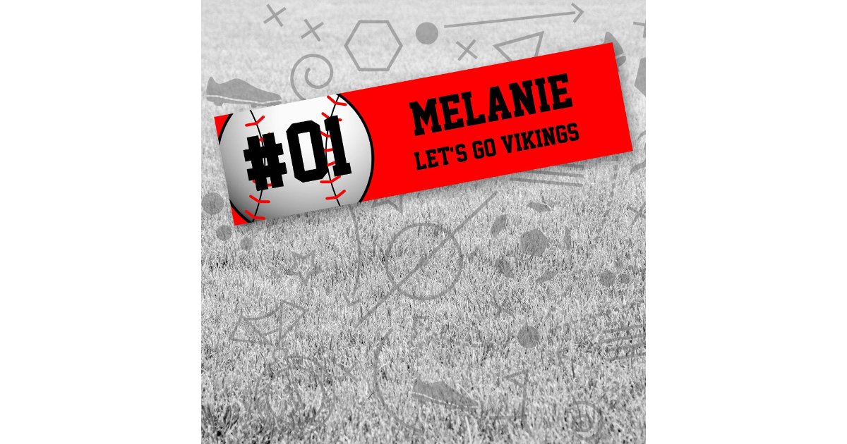 Red Black Baseball Team Bumper Sticker | Zazzle