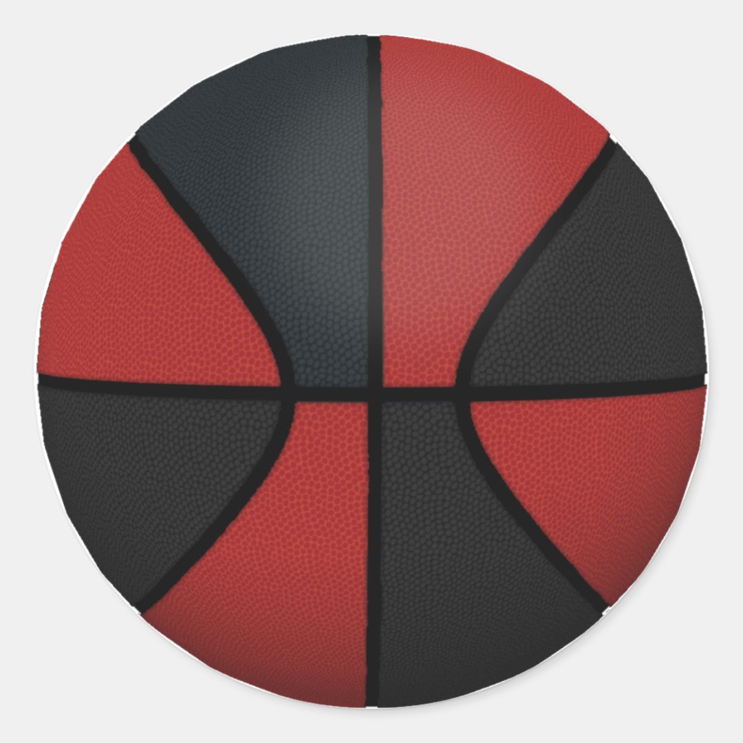 Red & Black Basketball: Classic Round Sticker | Zazzle