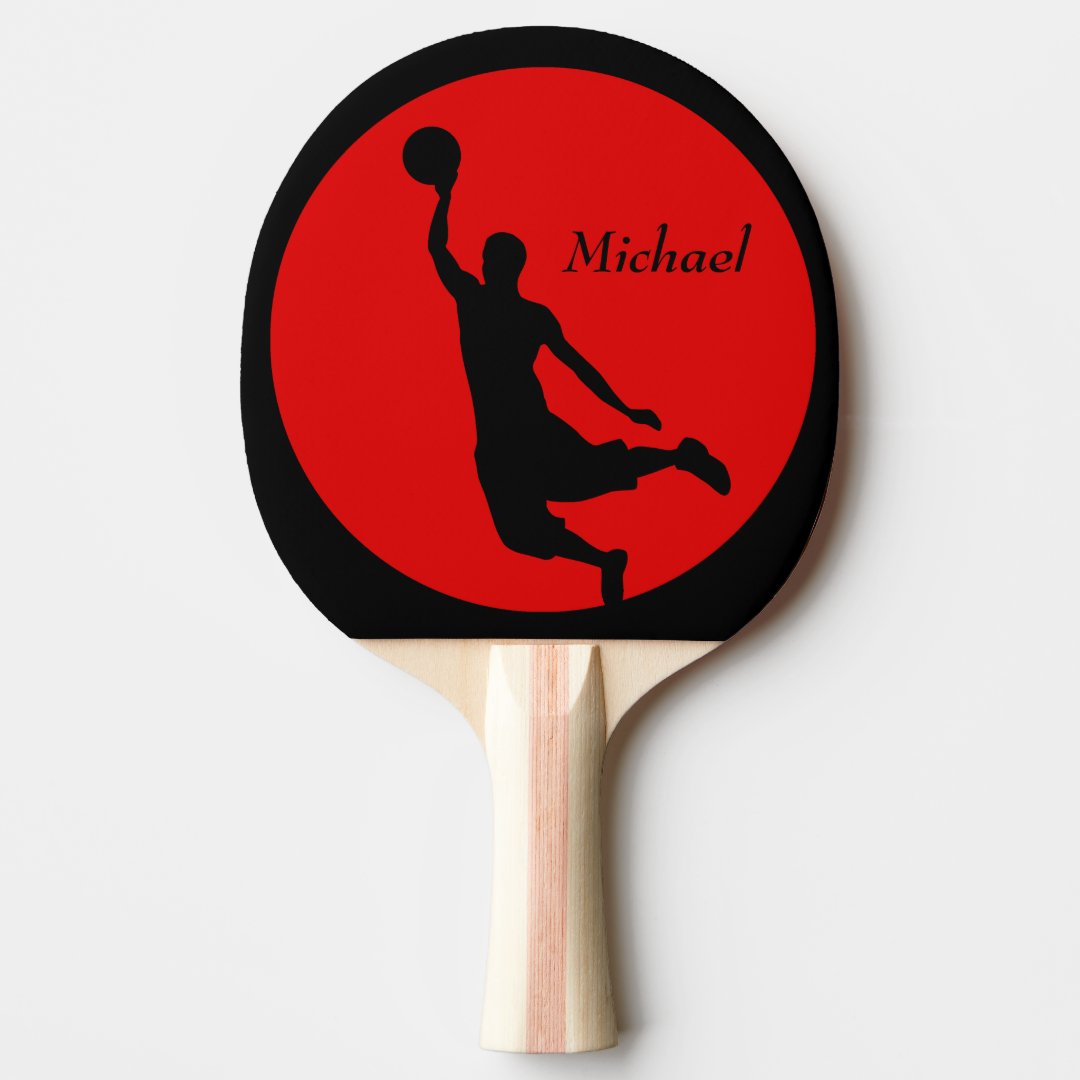 Red Black Basketball Slam Dunk Personalized Ping Pong Paddle | Zazzle
