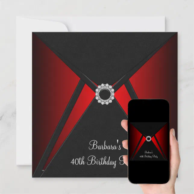 Red Black Birthday Party Invitation | Zazzle