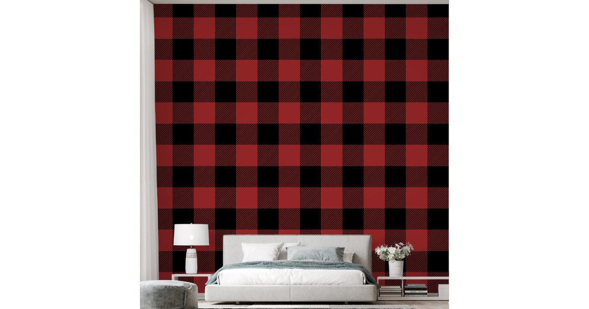 Red Black Buffalo Check Plaid Wallpaper | Zazzle