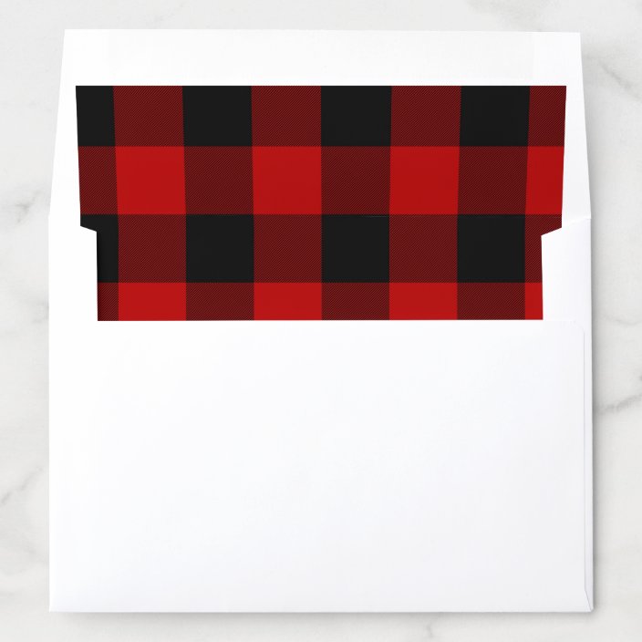 Red & Black Buffalo Plaid Check Checkered Squares Envelope Liner | Zazzle